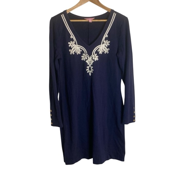 Lilly Pulitzer | Dresses | Lilly Pulitzer Daylin Jersey Knit Navy Blue ...